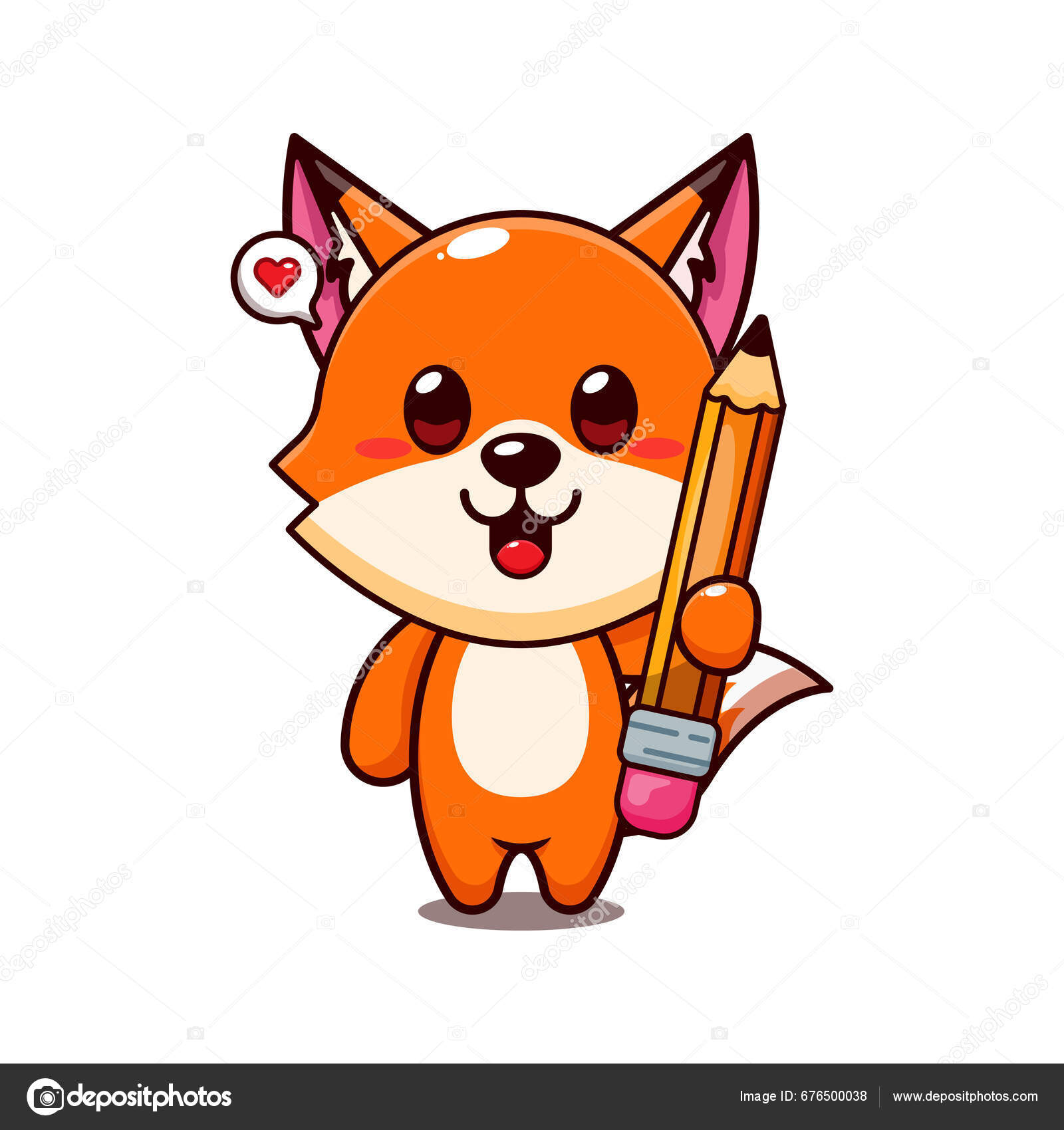 Sød Ræv Bedrift Blyant Tegneserie Vektor Illustration Stock-vektor af ...