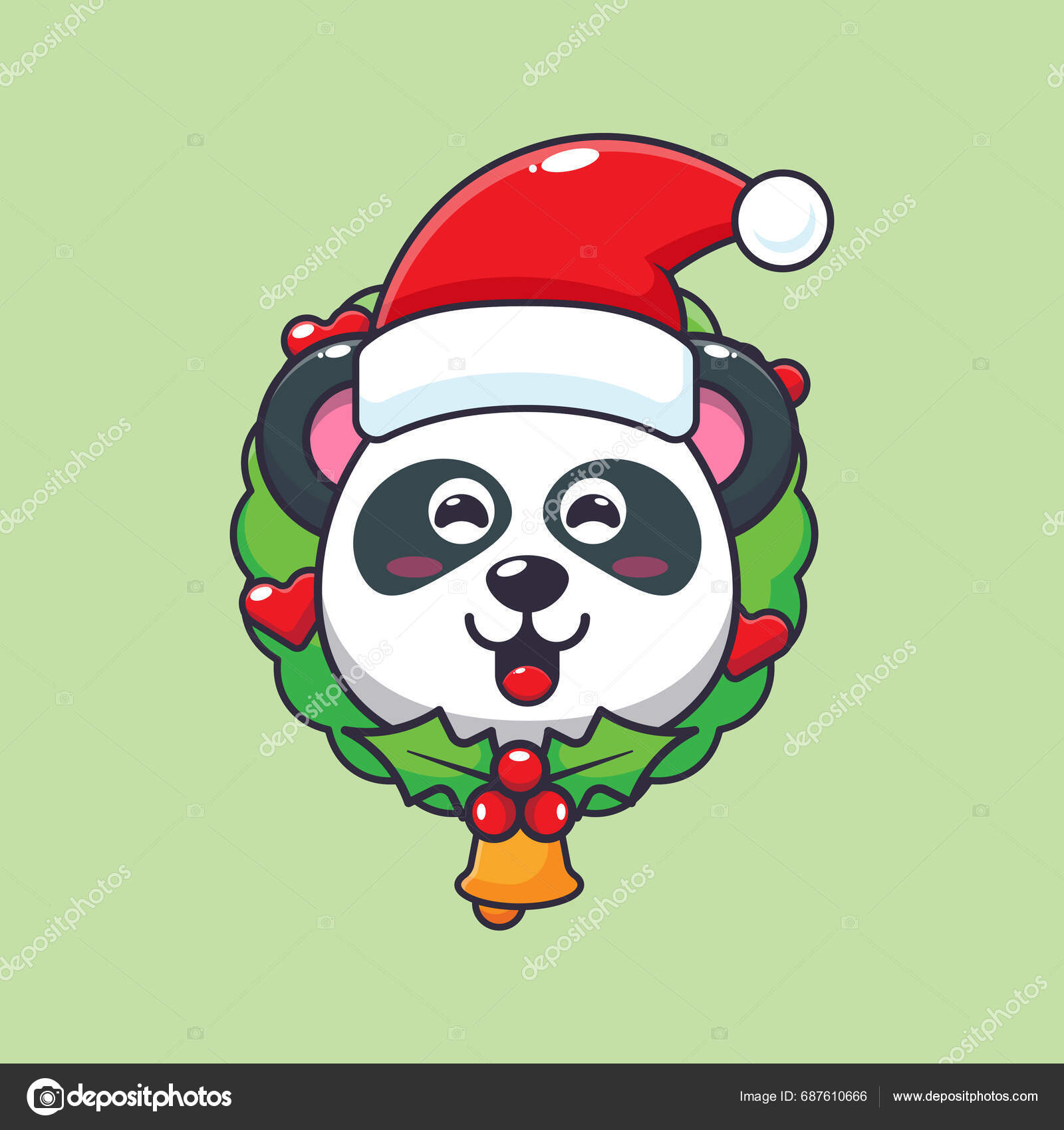 Cute Panda Christmas Day Cute Christmas Cartoon Character Illustration ...
