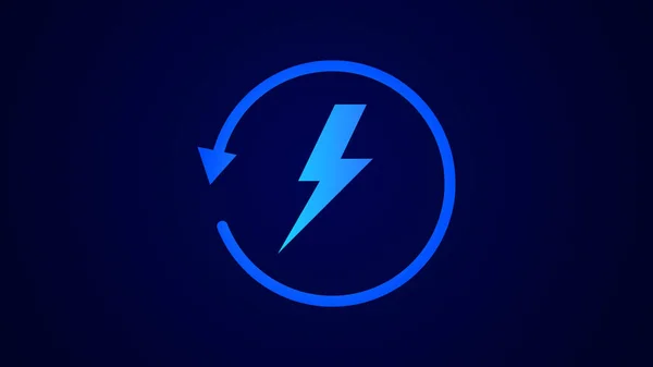 High-voltage electric power icon. cyan color power icon on dark ...
