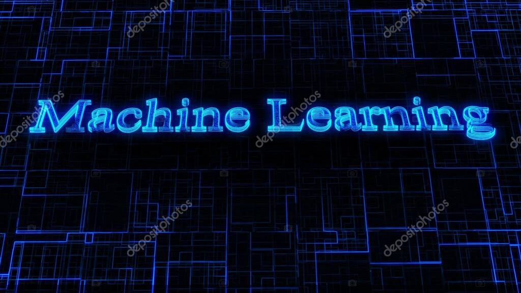 Machine Learning concepto de texto en la tecnología de si-fi circuito ...