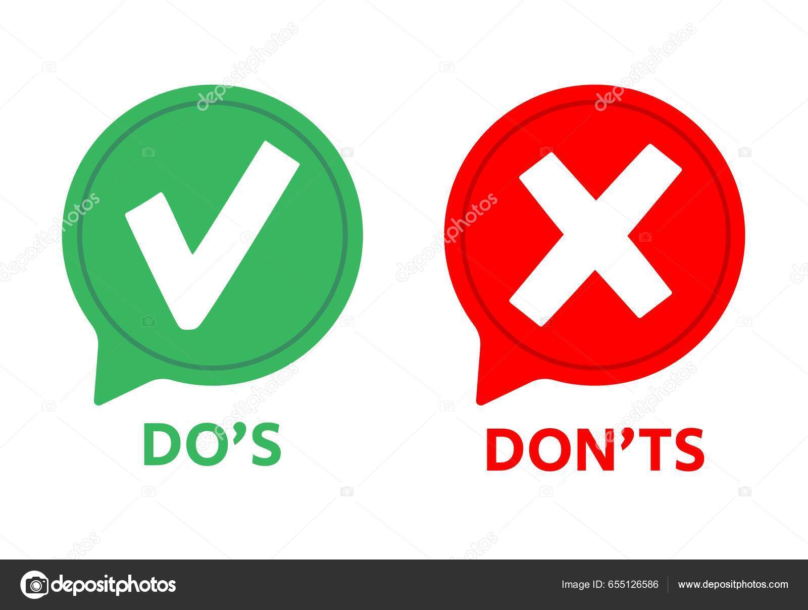 Dos Donts Icons Yes Symbols Speech Bubble Check Green Tick Stock Vector ... Dos Donts Icons Yes Symbols Speech Bubble Check Green Tick Stock Vector ...