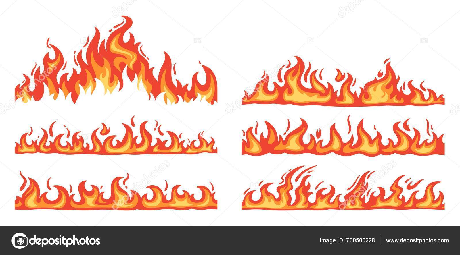 Cartoon Fire Borders Flame Frame Blazing Dividers Hot Flaming Banners ...