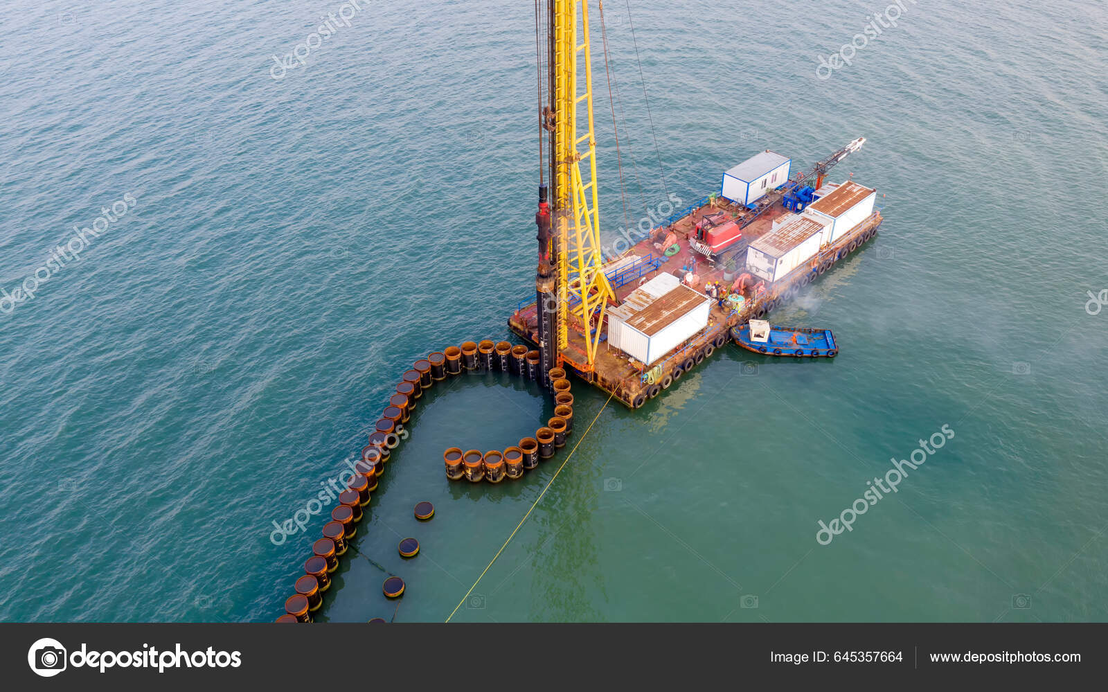 Vista Aérea Drones Una Construcción Muelle Muelle Una Estructura ...
