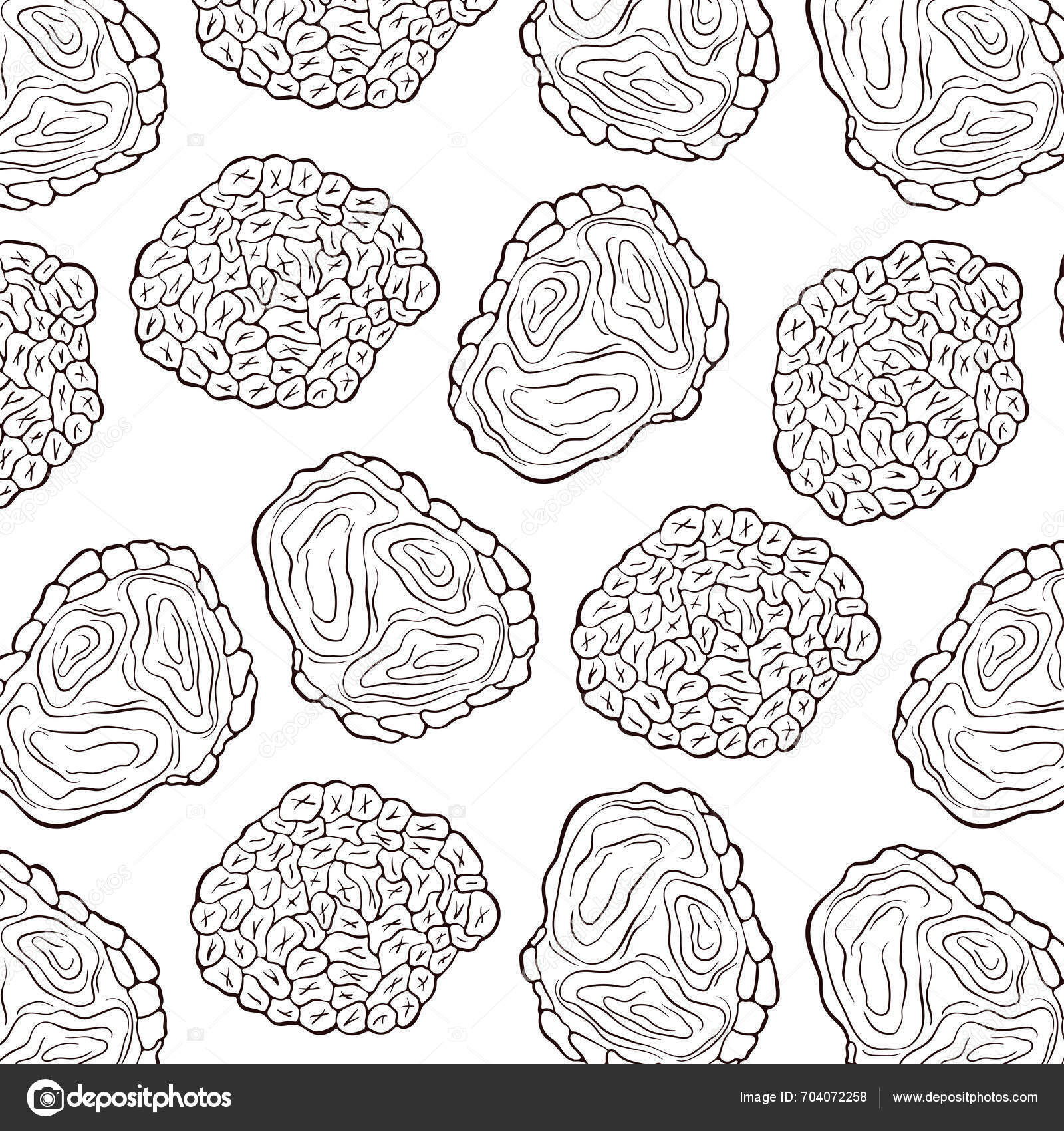 Truffle Mushrooms Seamless Pattern Line Art Style Wrapping Paper ...