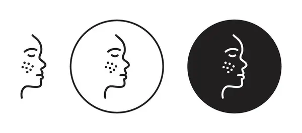Acne Icon Set Face Pimples Vector Symbol Woman Face Skin Stock Vector ...