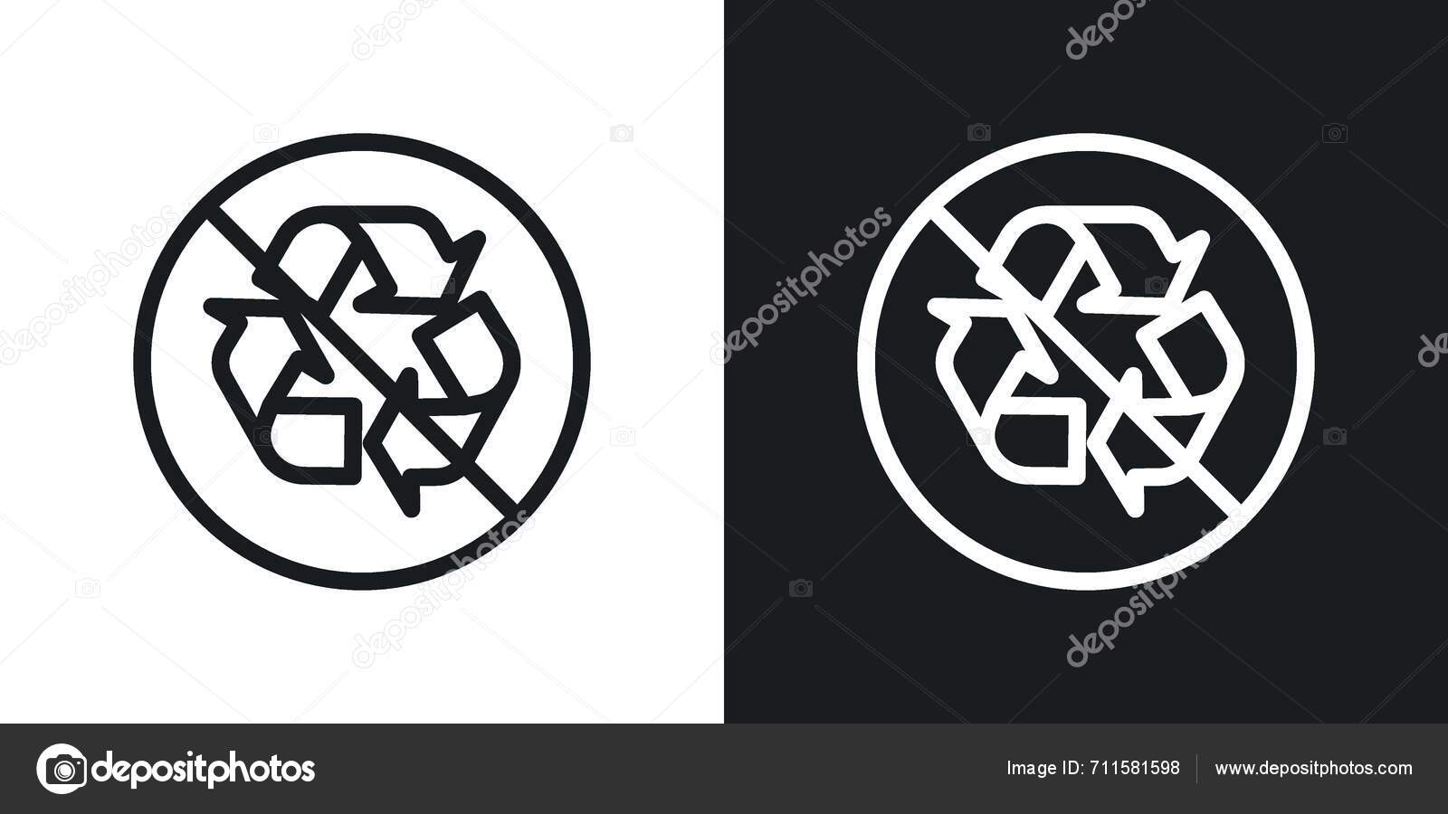 Recycle Prohibition Sign Recycle Garbage Sign Don't Reuse Waste Logo ...