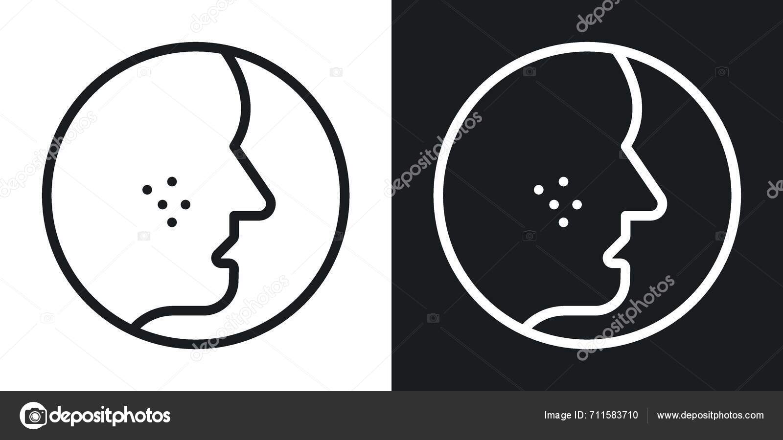 Acne Icon Set Face Pimples Vector Symbol Woman Face Skin Stock Vector ...