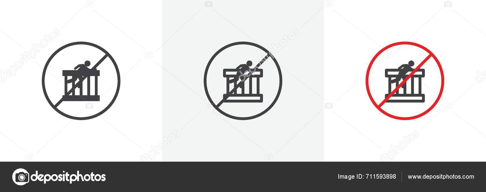 Climb Sign Icon Set Warning Climbing Scaling Restricted Areas Vector ...