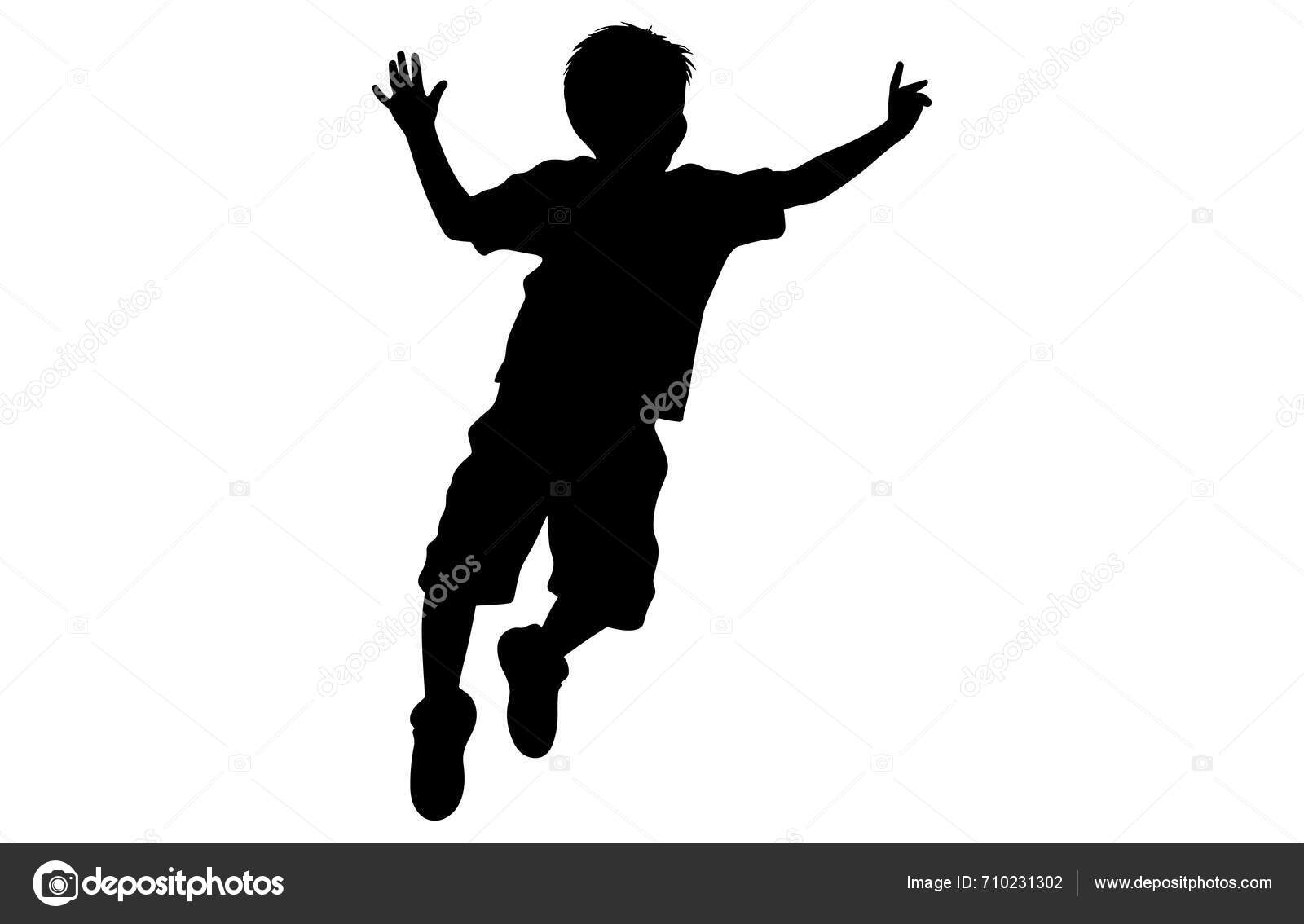 Image vectorielle Enfants Sautant Silhouette Définir Enfant Saut Logo ...