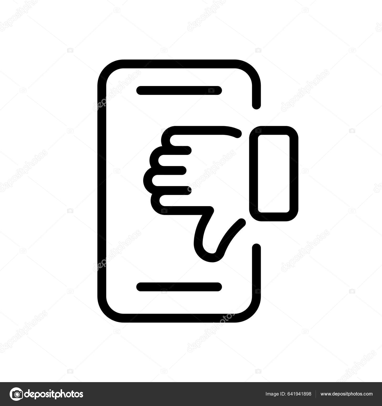 Phone Dislike Line Icon Review Rating Emoticon Thumb Bad Mood Stock ...