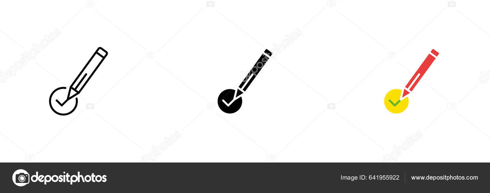 Pencil Icon Checkmark Identity Verification Signature Legal Documents ...