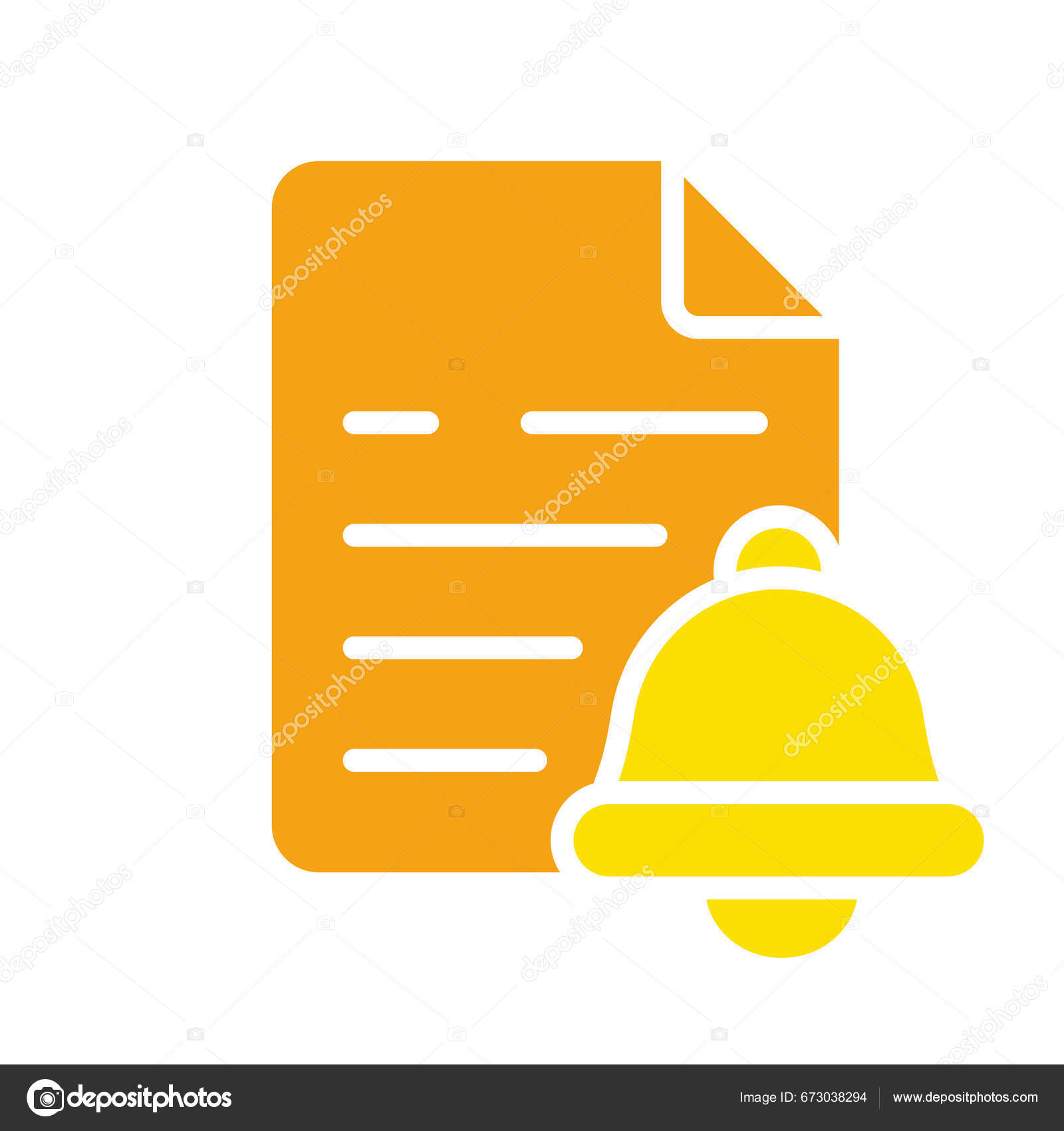 File Bell Line Icon Reminder Data Call Information Notification Vector ...