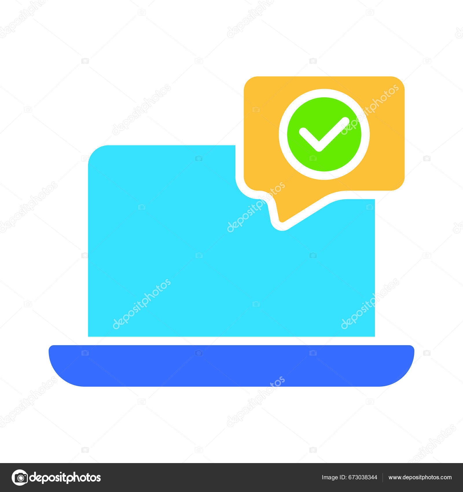 Laptop Check Mark Line Icon Confirmation Verification Touchpad ...