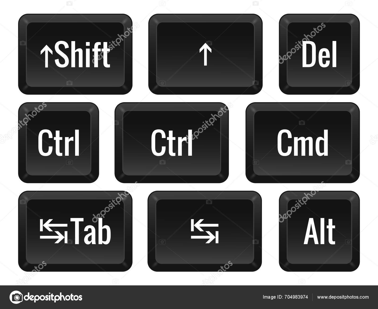 Computer Keys Shift Arrow Del Ctrl Control Cmd Command Tab Stock Vector By ©sentretvector 704983974