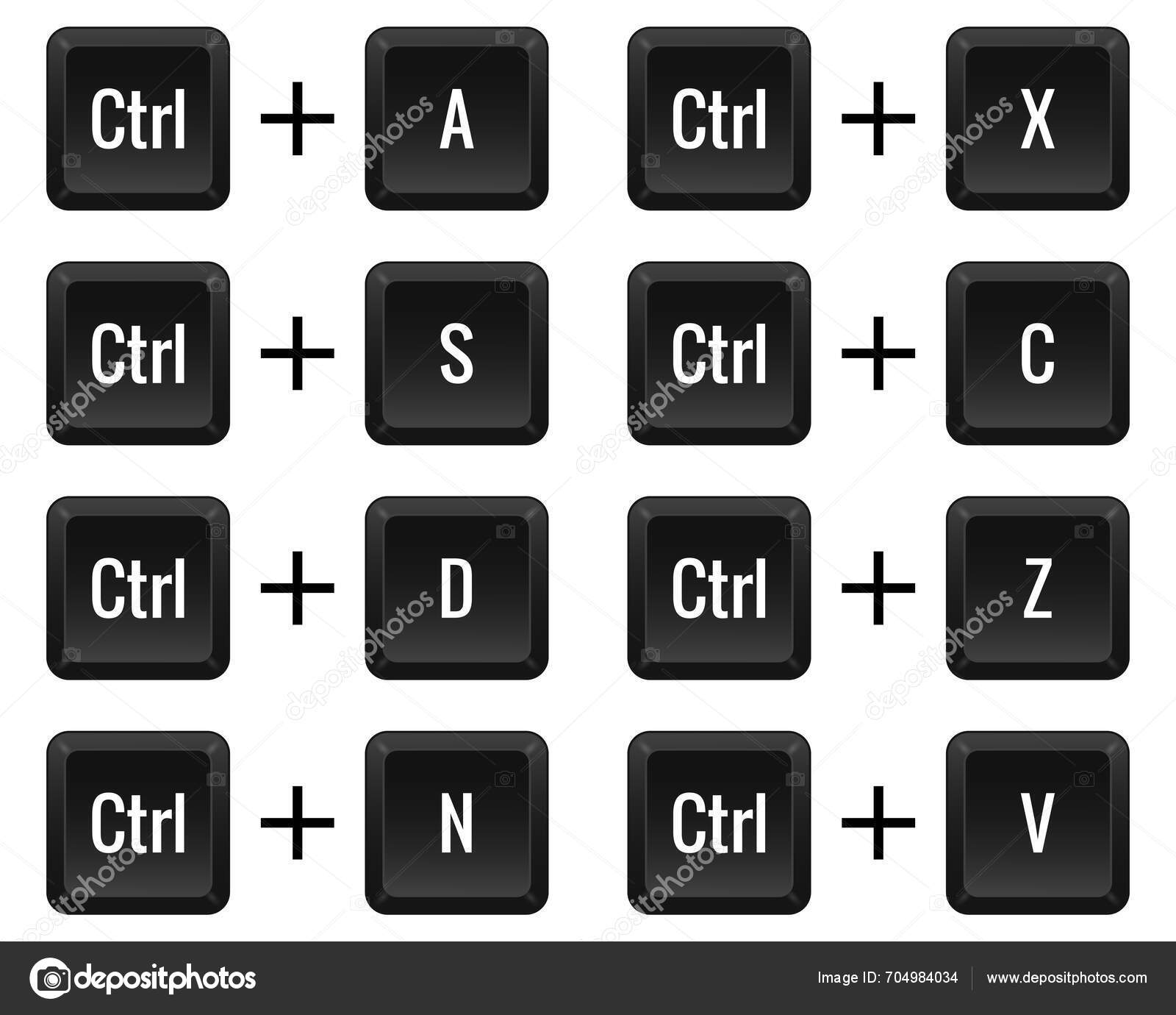 Keyboard Combinations Ctrl Hotkeys Control Macro Shortcut Command Input Enter Stock Vector By