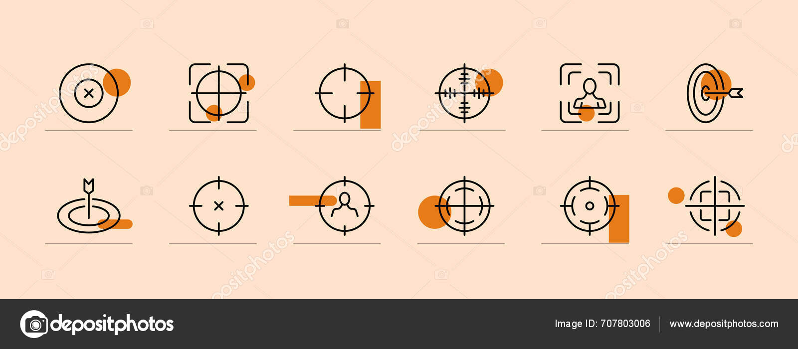 Conjunto Ícones Visão Collimator Tecnologia Militar Assassino ...