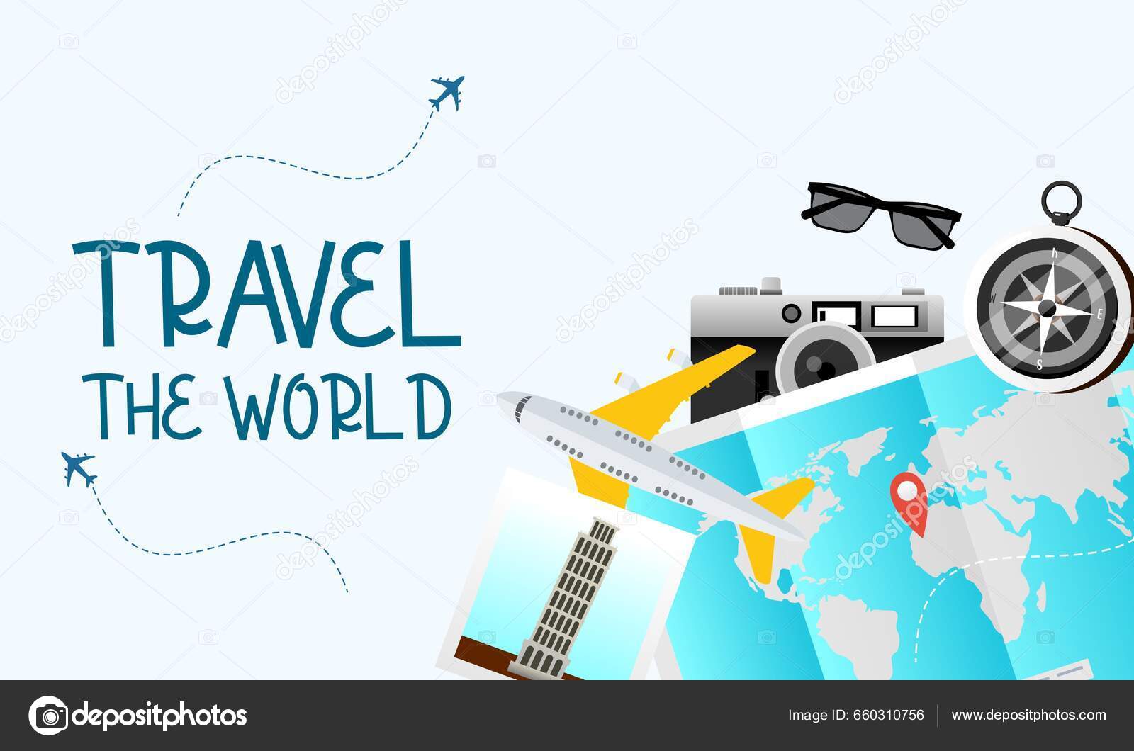 Travel World Vector Illustration Stock Vector by ©deemka_studio 660310756