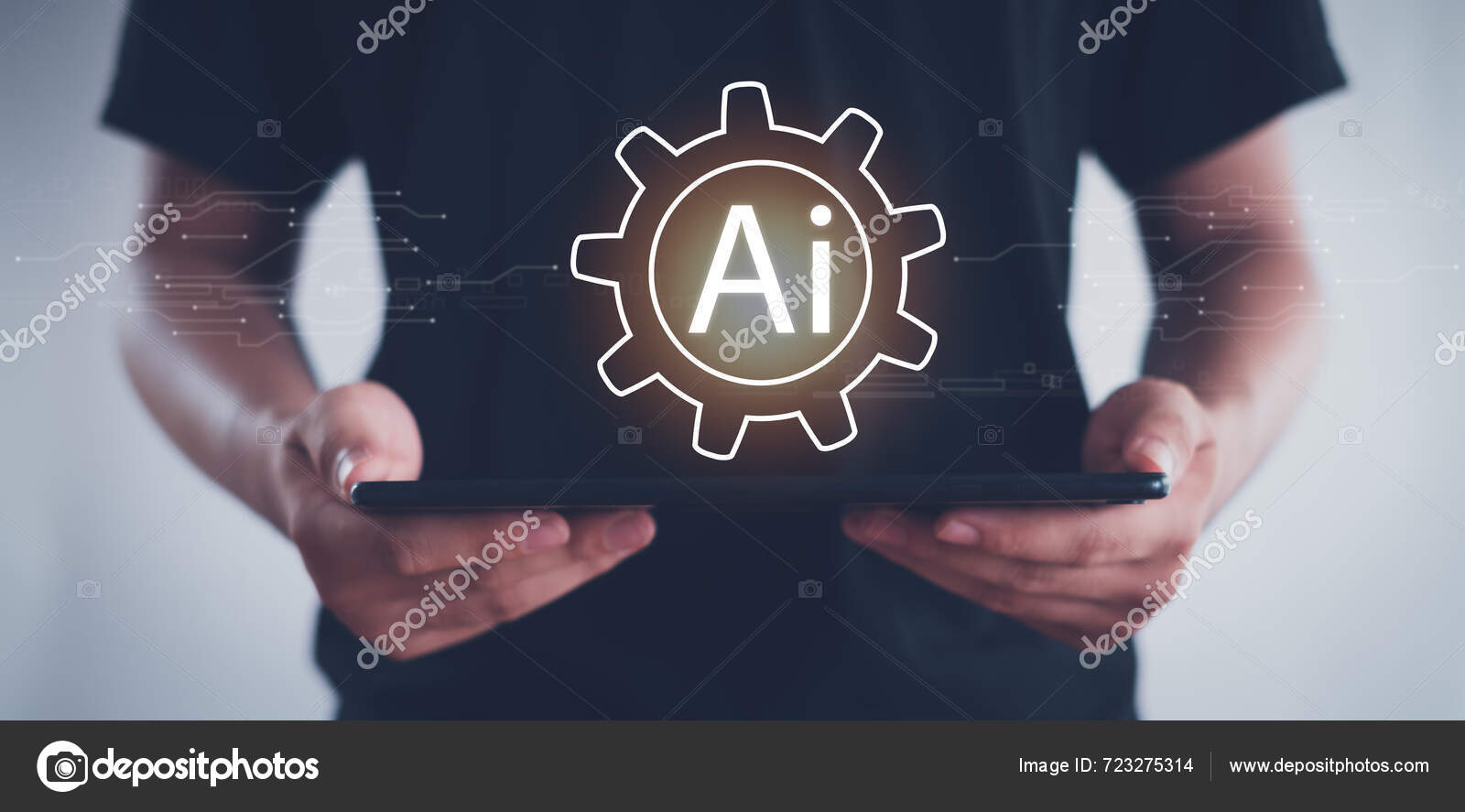 Technology Man Using Technology Smartphone Artificial Intelligence ...