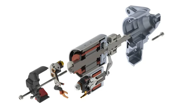 Car Starter Alternator Exploded View Rendering Isolated White ...