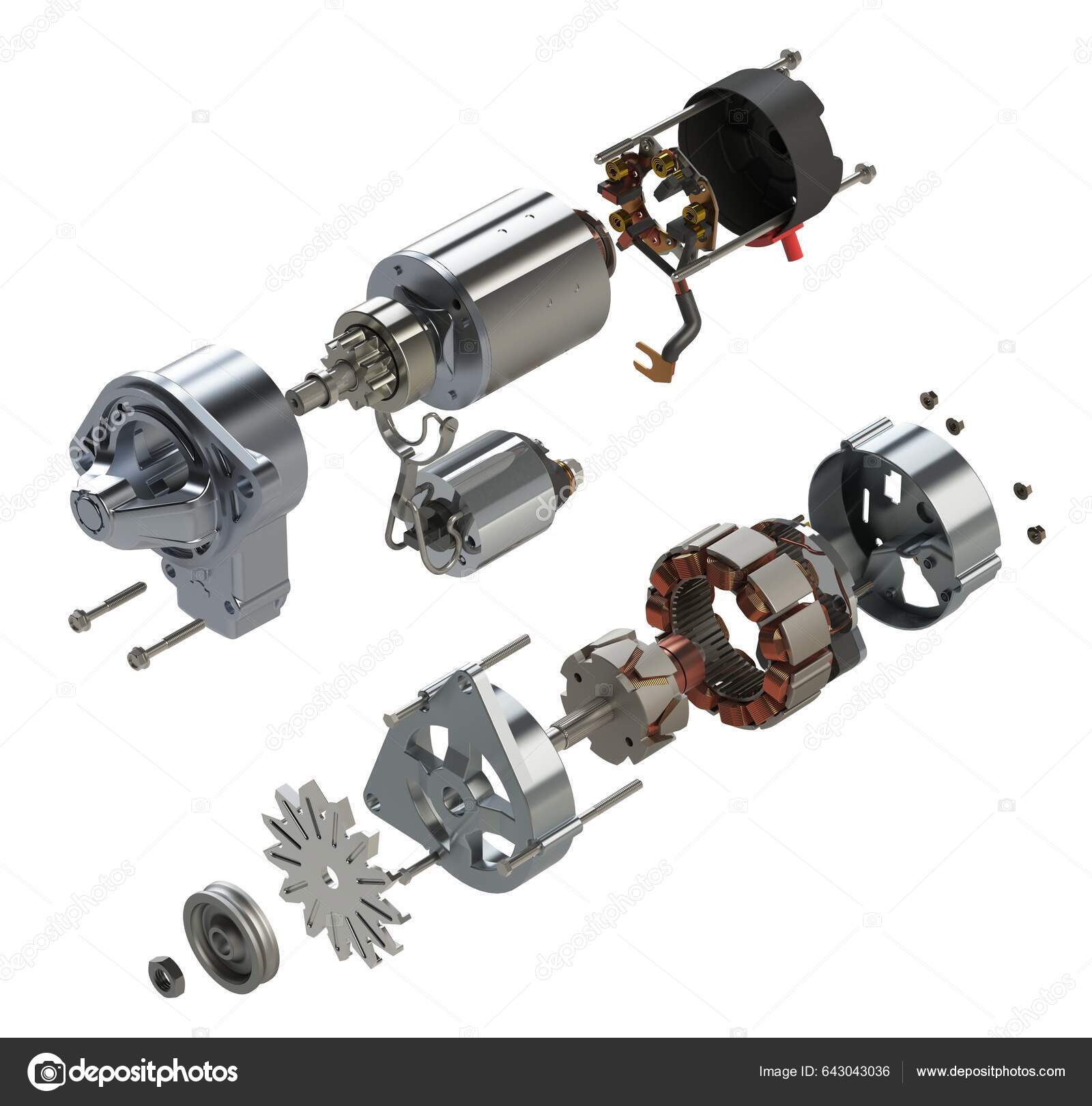 Car Starter Alternator Exploded View Rendering Isolated White Background Stock Photo by ©BVNIMA ...