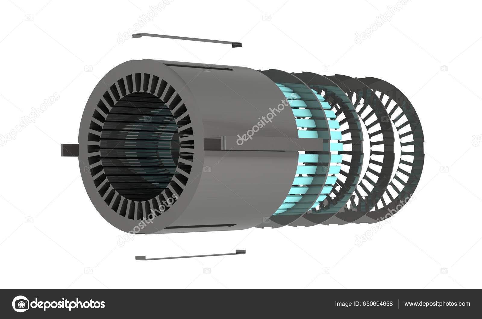 Stator Assembly Electric Motor Exploded View Illustration Isolated ...