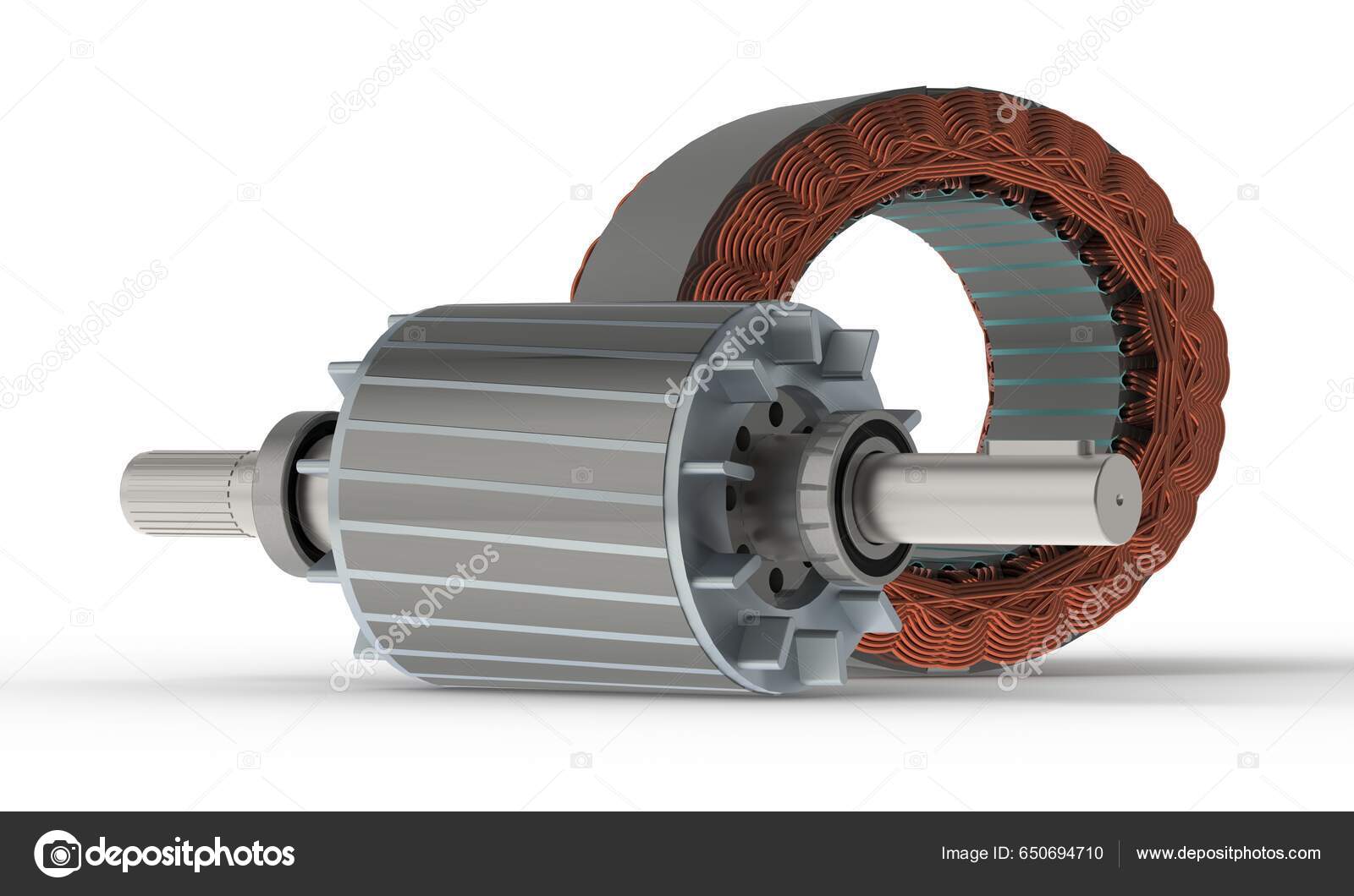 Stator Dan Rotor Untuk Motor Listrik Render Pada Latar Belakang — Foto ...