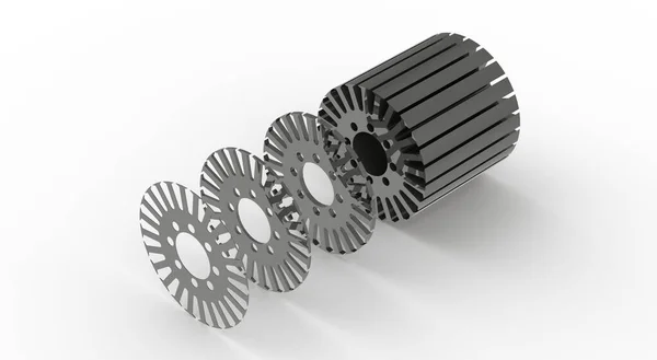 Statore Rotore Esploso Vista Motore Elettrico Albero Lamiera Pacchetti ...