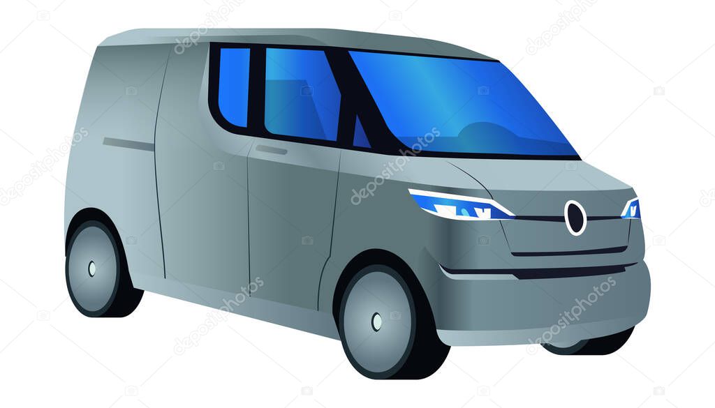 furgoneta de reparto en estilo de dibujos animados. Ilustración ...