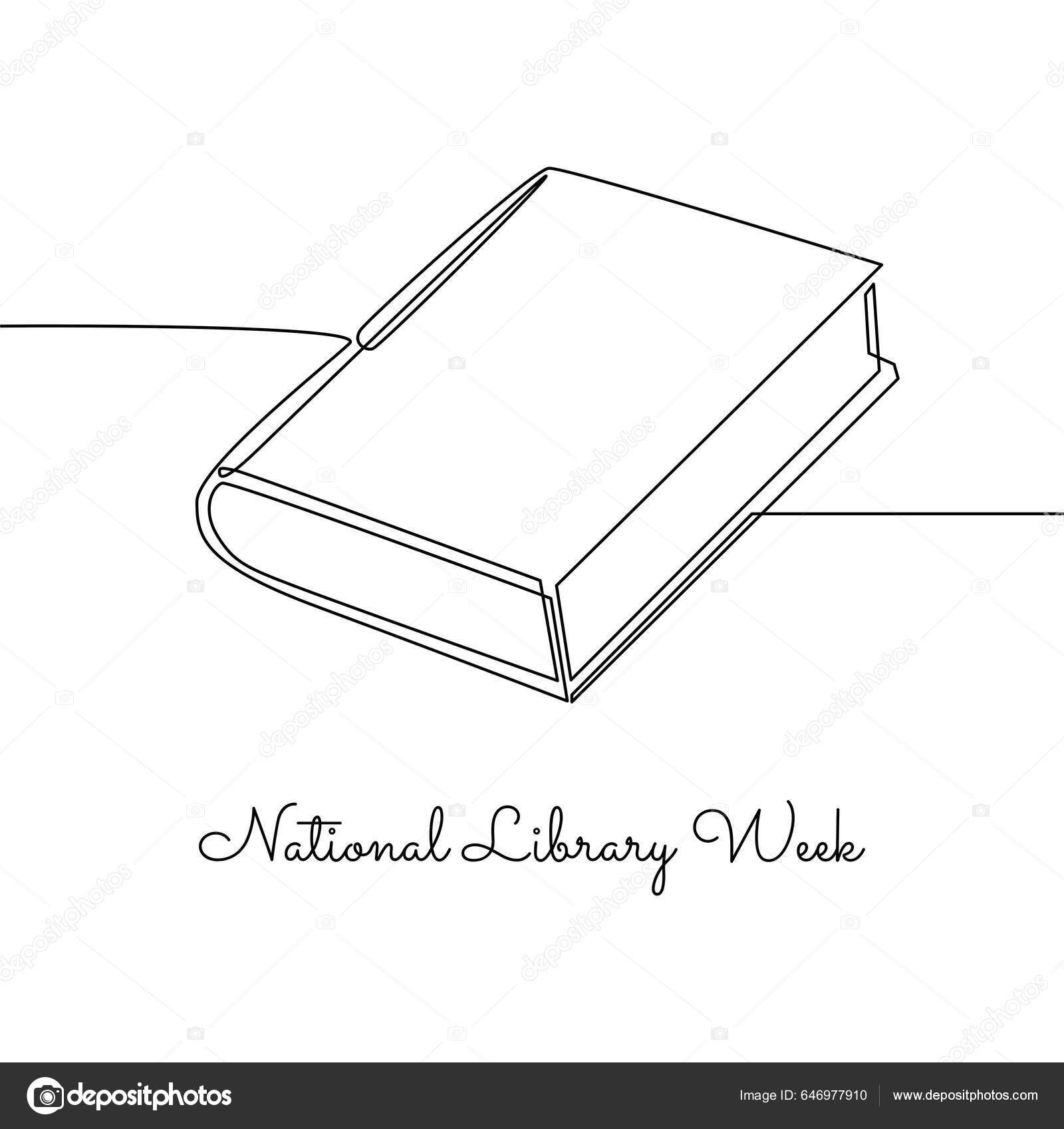 Single Line Art National Library Week Good National Library Week Stock ...
