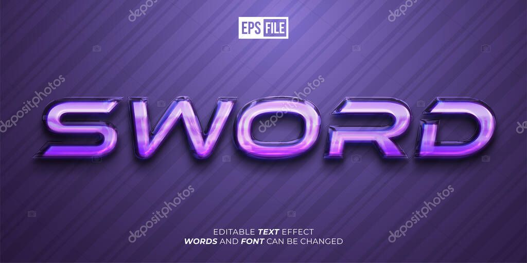 Espada editable texto 3d brillo estilo de fuente 2023