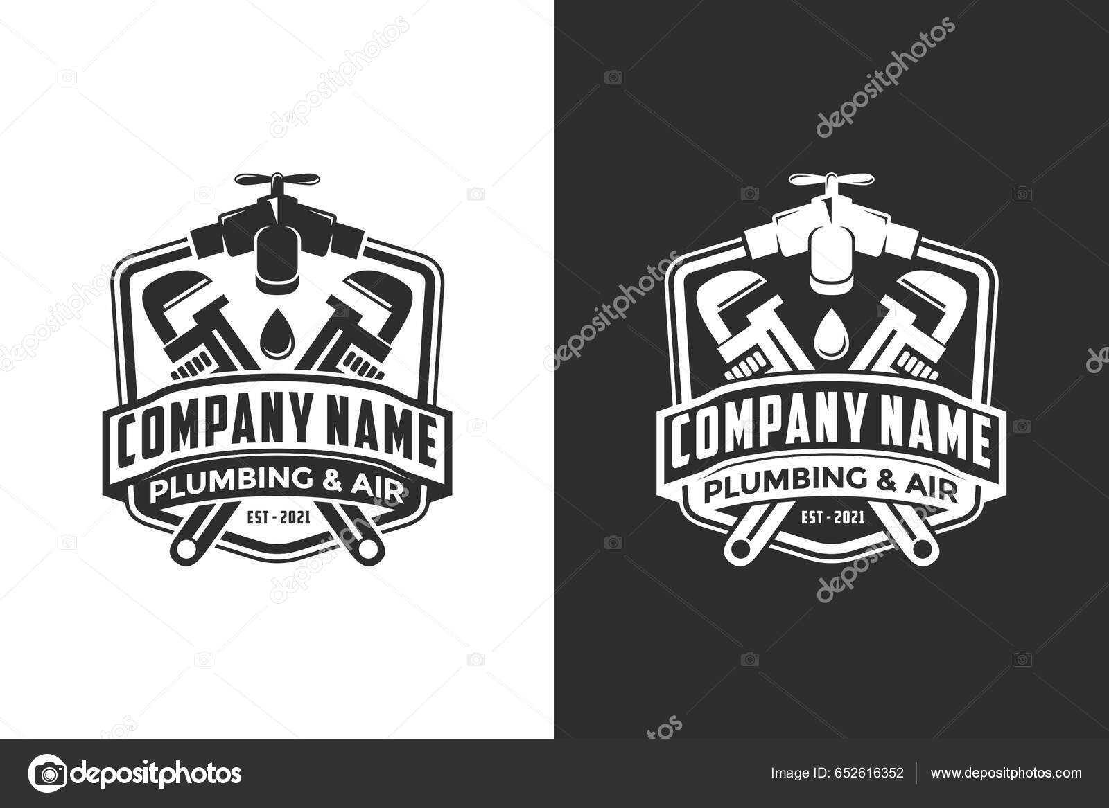 Logo Layanan Pipa Dengan Keran Air Dan Air Menetes Ilustrasi Vektor ...