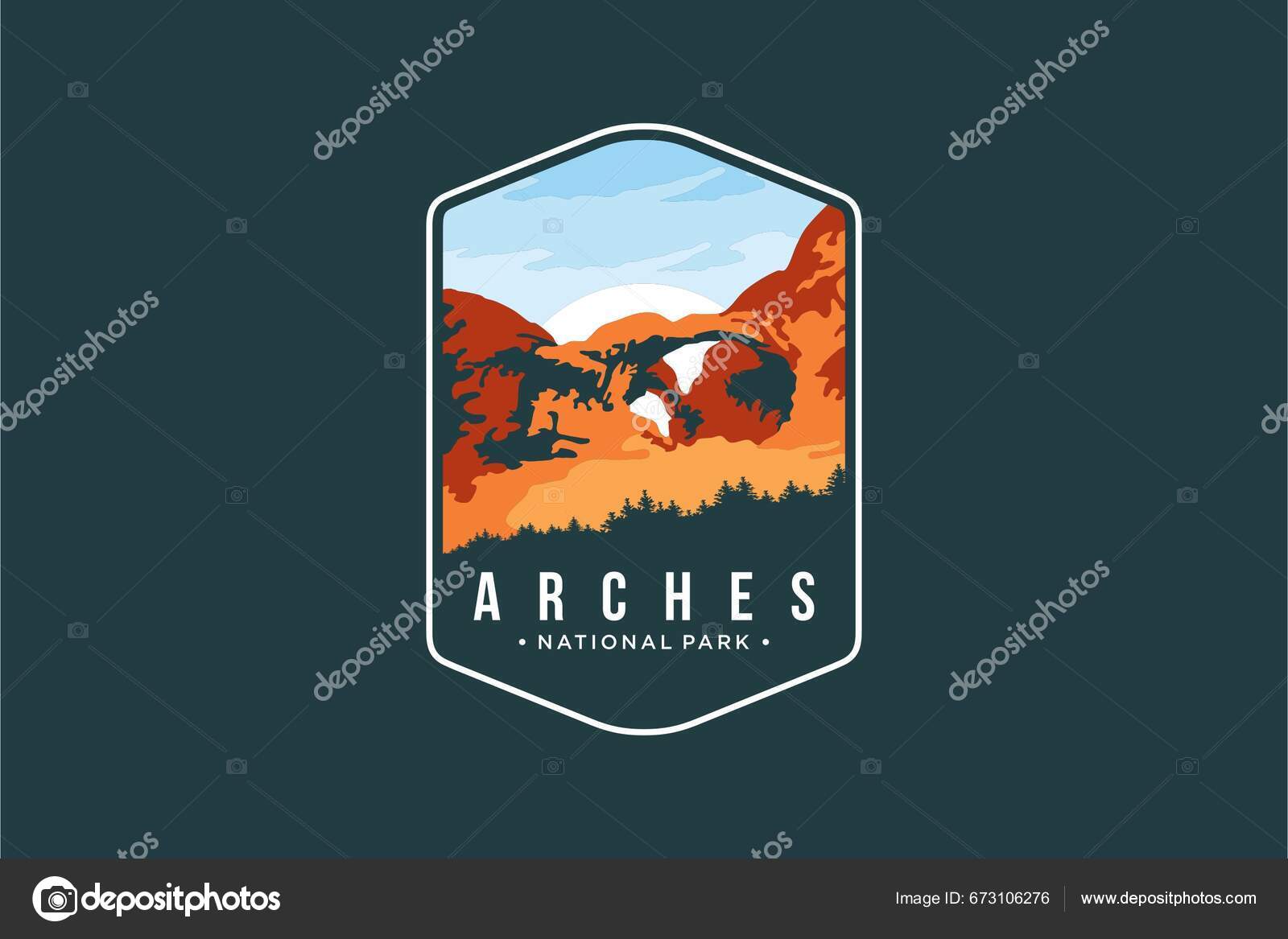 Arches National Park Emblem Patch Logo Illustration Stock Vector by ...
