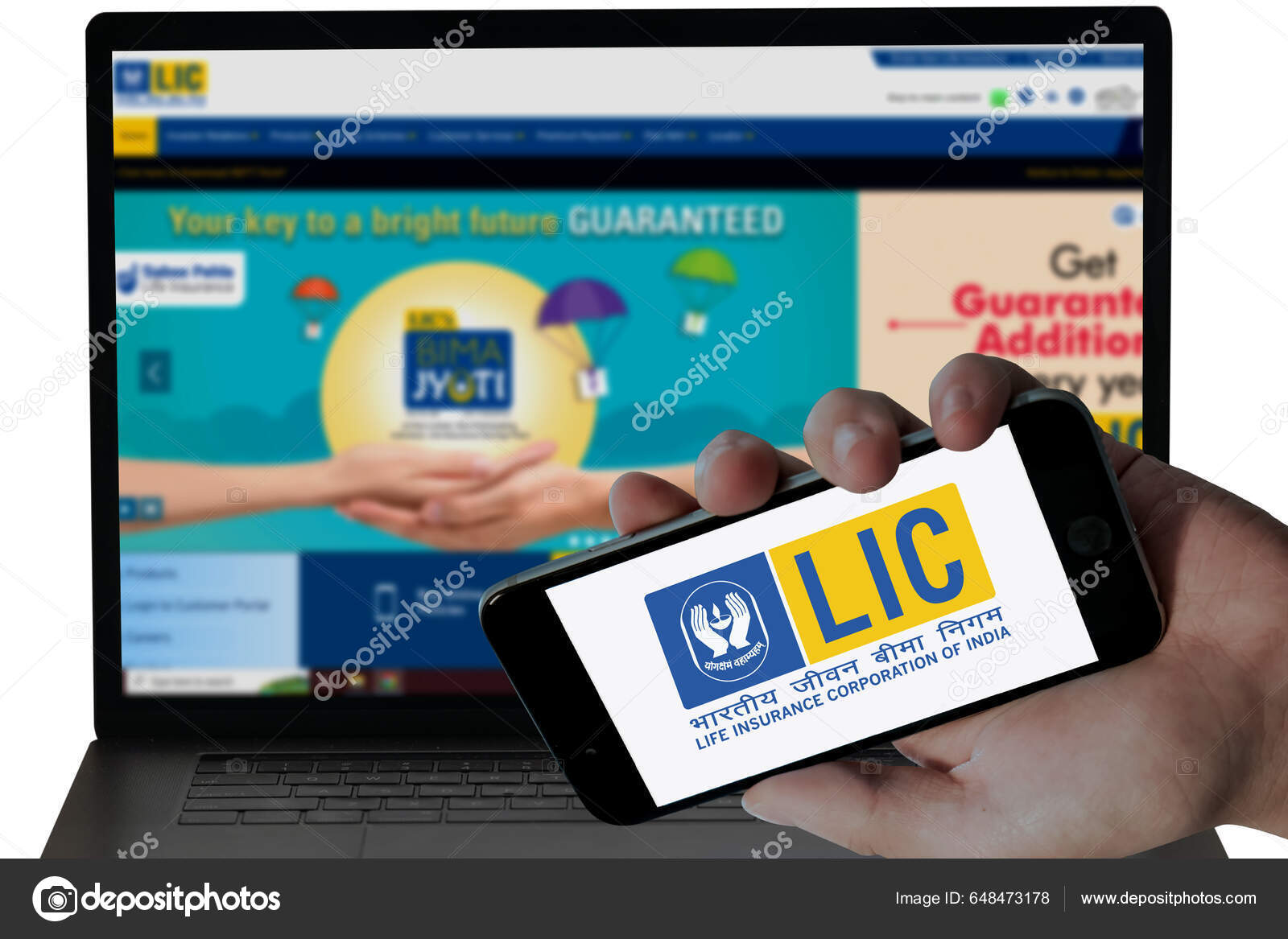Lic Bank Logo Mobile Screen Blurred Website Displayed Laptop Screen ...