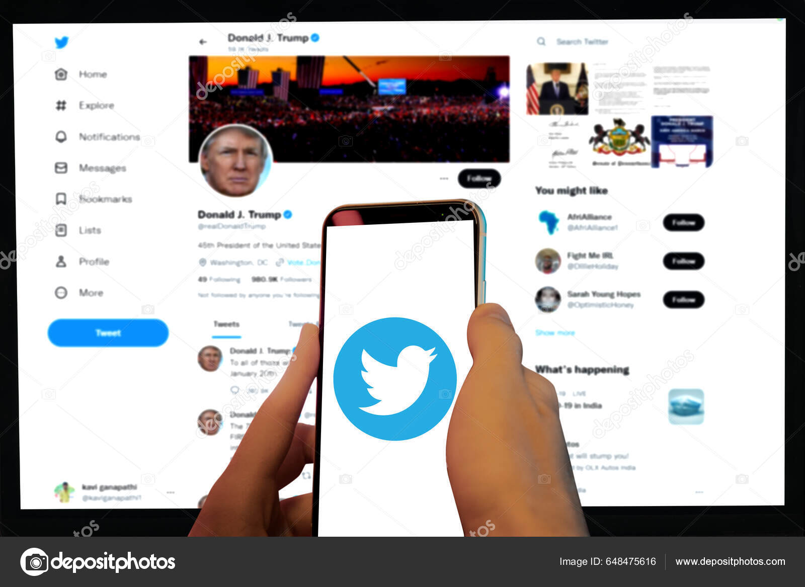 Twitter Website Trump Blurred Profile Computer Screen Twitter Company ...