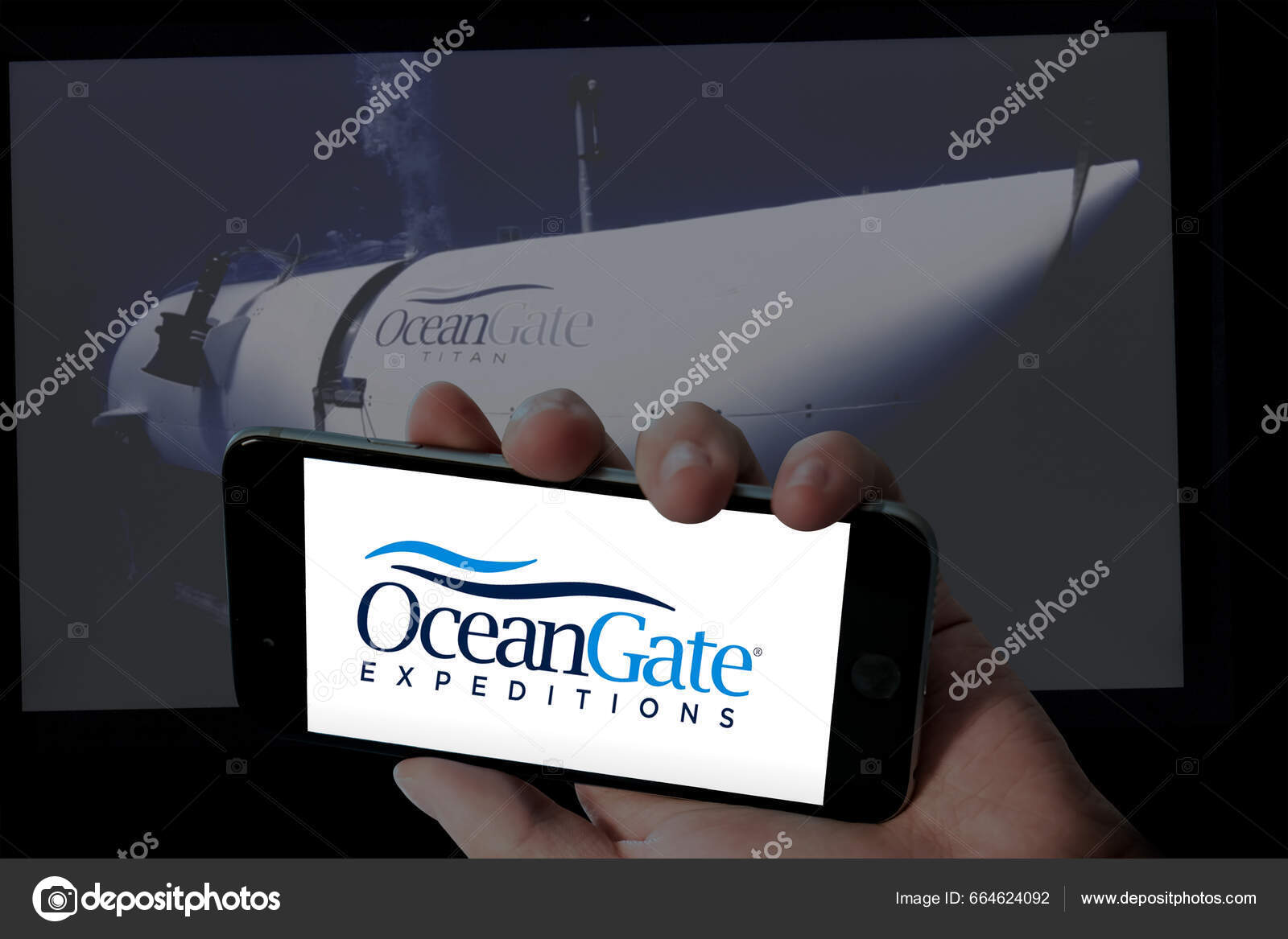 Ocean Gate Logo Holding Mobile Screen Ocean Gate Titanic Submarine ...