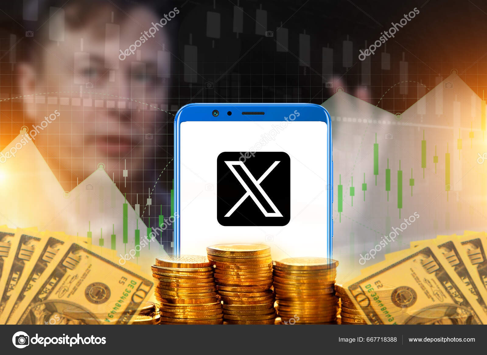 Twitter Logo Mobile Gold Coin Money Trade Concept Illustration Poster ...