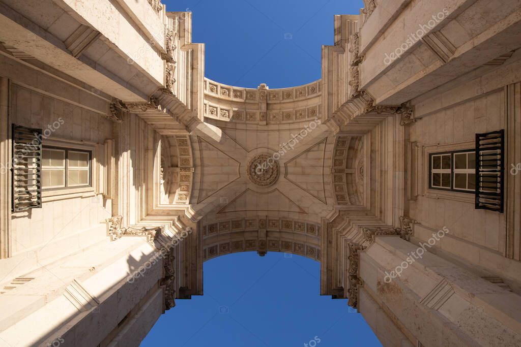 Arco da Rua Augusta, un arco triunfal sobre Rua Augusta en Lisboa, Portugal. Hermosa puerta de ...