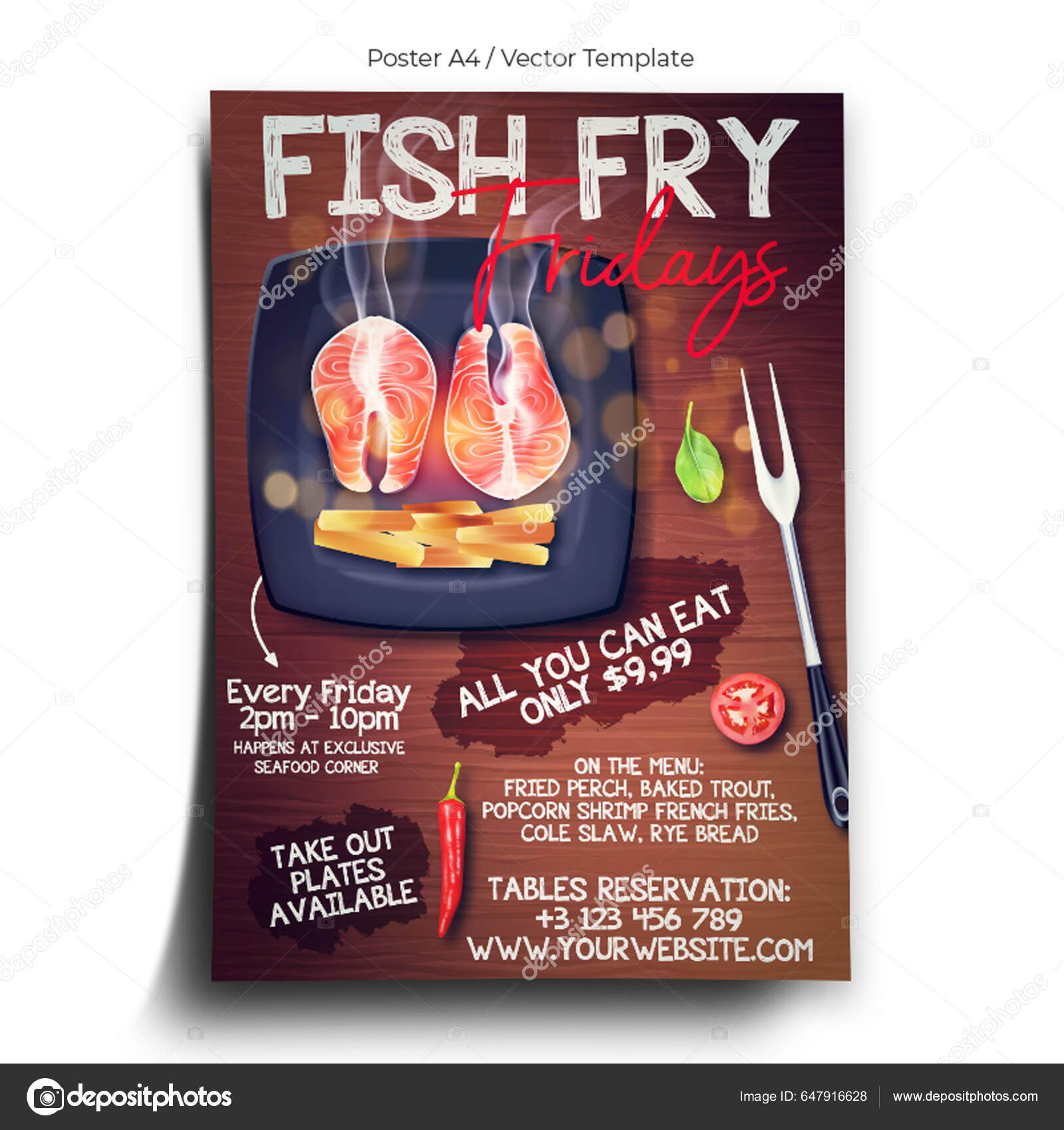 Fish Fry Poster Template Stock Vector by ©psdmarket.net 647916628