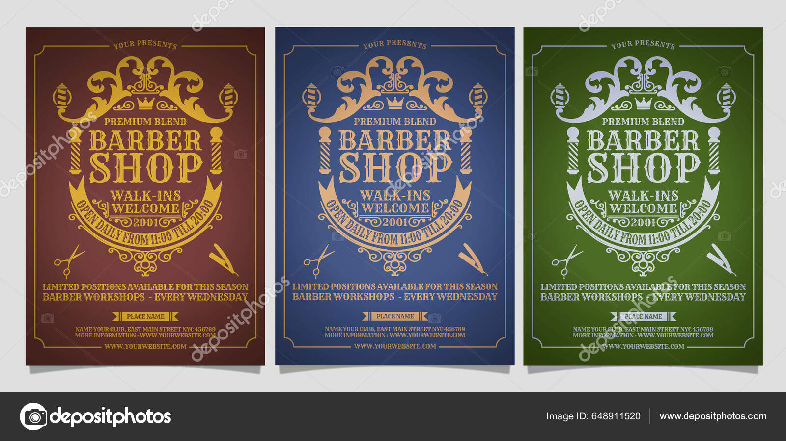 Barber Shop Set Posters Stock Vector by ©psdmarket.net 648911520