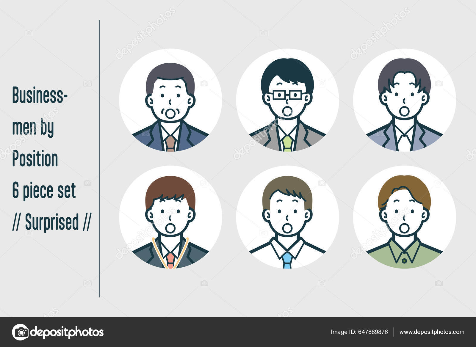 Set Illustrations Businessmen Surprised Position Stock Vector by ...