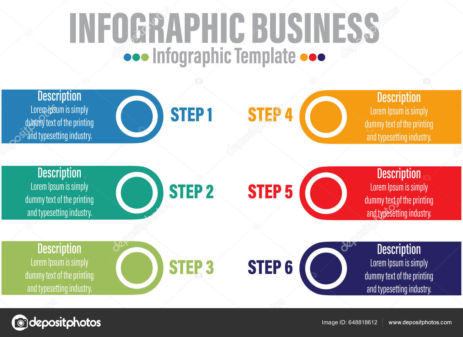 Six Steps Six Option Timeline Infographic Vertical Colorful Comet Shape Stock Vector by ©Info ...