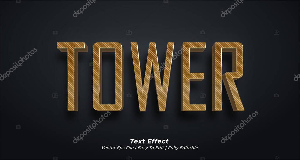 Torre efecto de texto editable estilo de texto 3d 2024