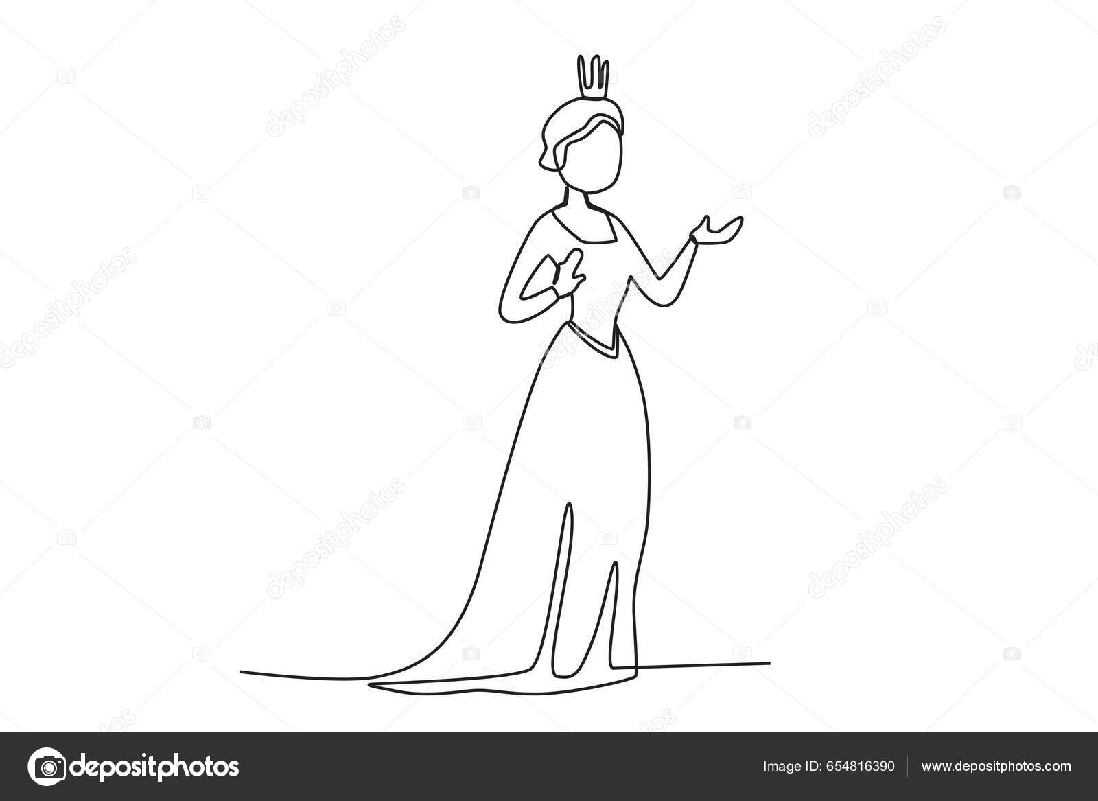 Queen Coronation Ceremony Queen One Line Drawing Stock Vector by ...