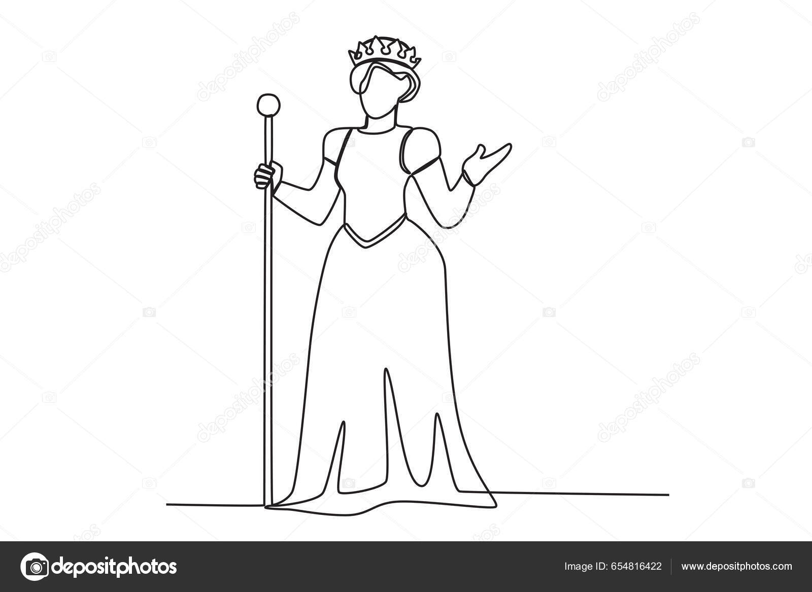 Queen Coronation Ceremony Queen One Line Drawing Stock Vector by ...