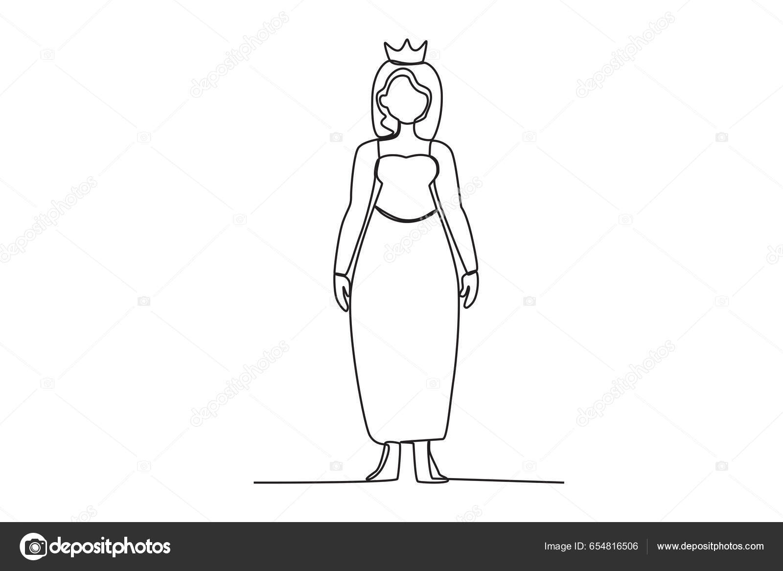 Queen Coronation Ceremony Queen One Line Drawing Stock Vector by ...