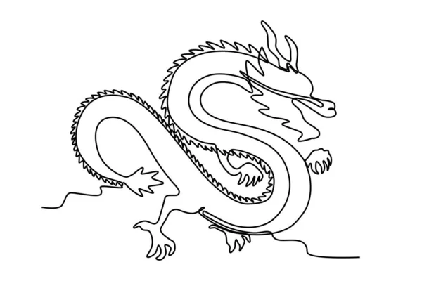 Flygande Kinesisk Mytologisk Drake Kinesisk Drake One Line Ritning ...
