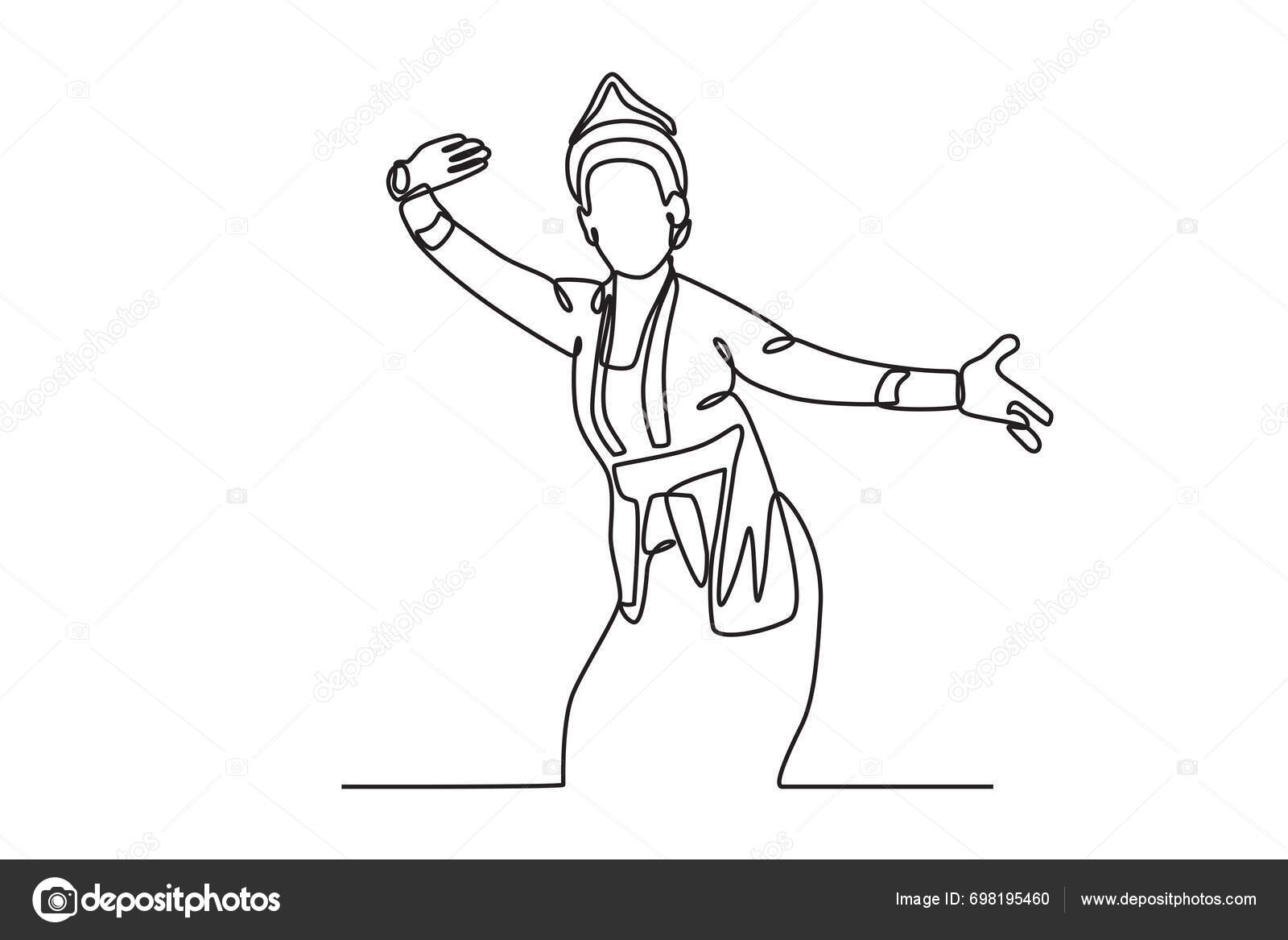 Tari Kecak Typical Balinese Dance Tradition One Line Drawing Stock ...