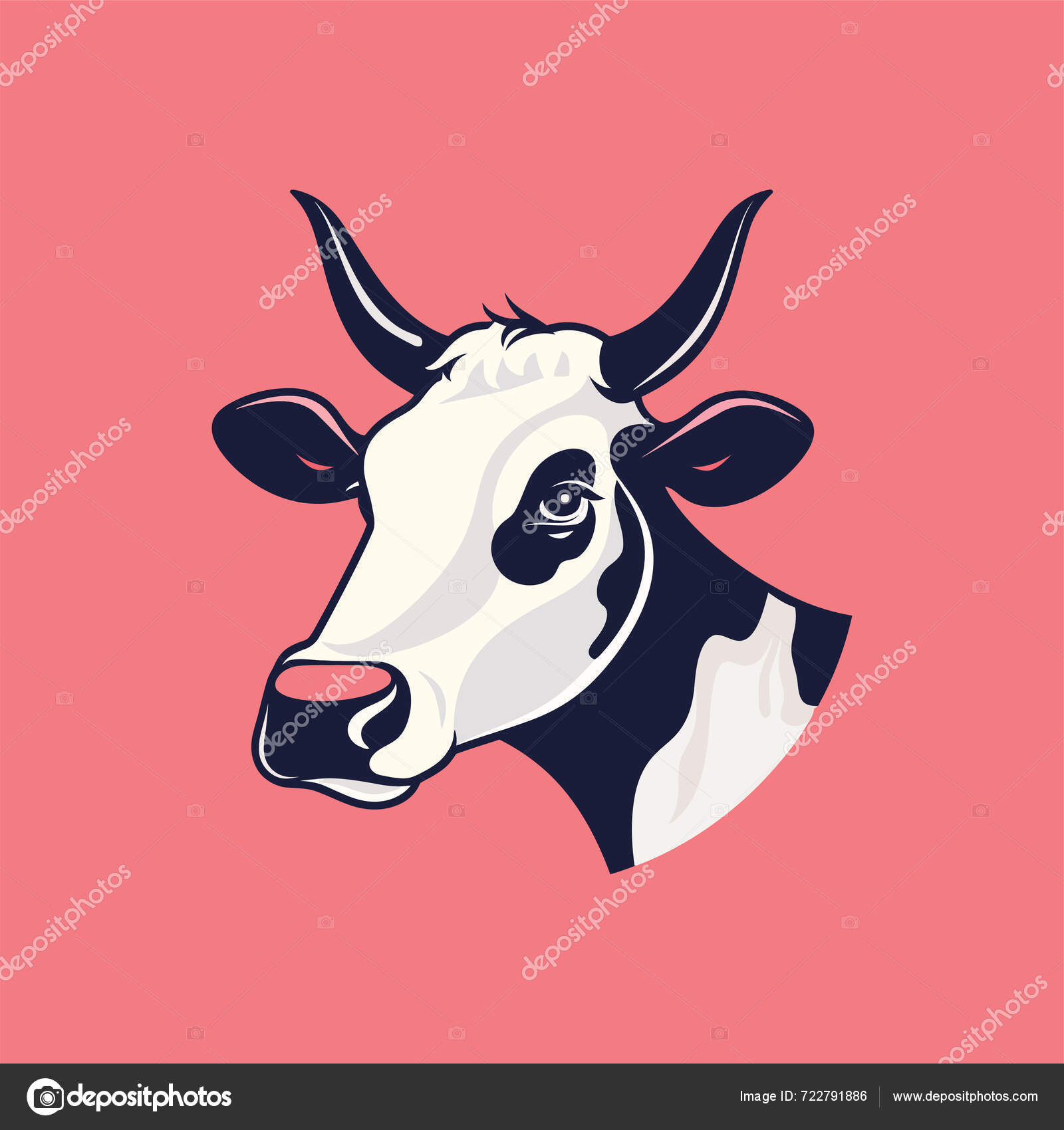 Vetor Silhueta Logotipo Cabeça Vaca Fundo Rosa Vetor de ©cikinipro256 ...