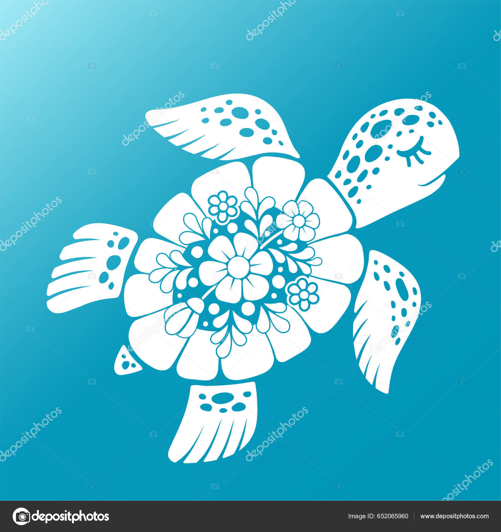 Decorative Stylized Image Sea Turtle World Oceans Day Logo Stock Vector ...