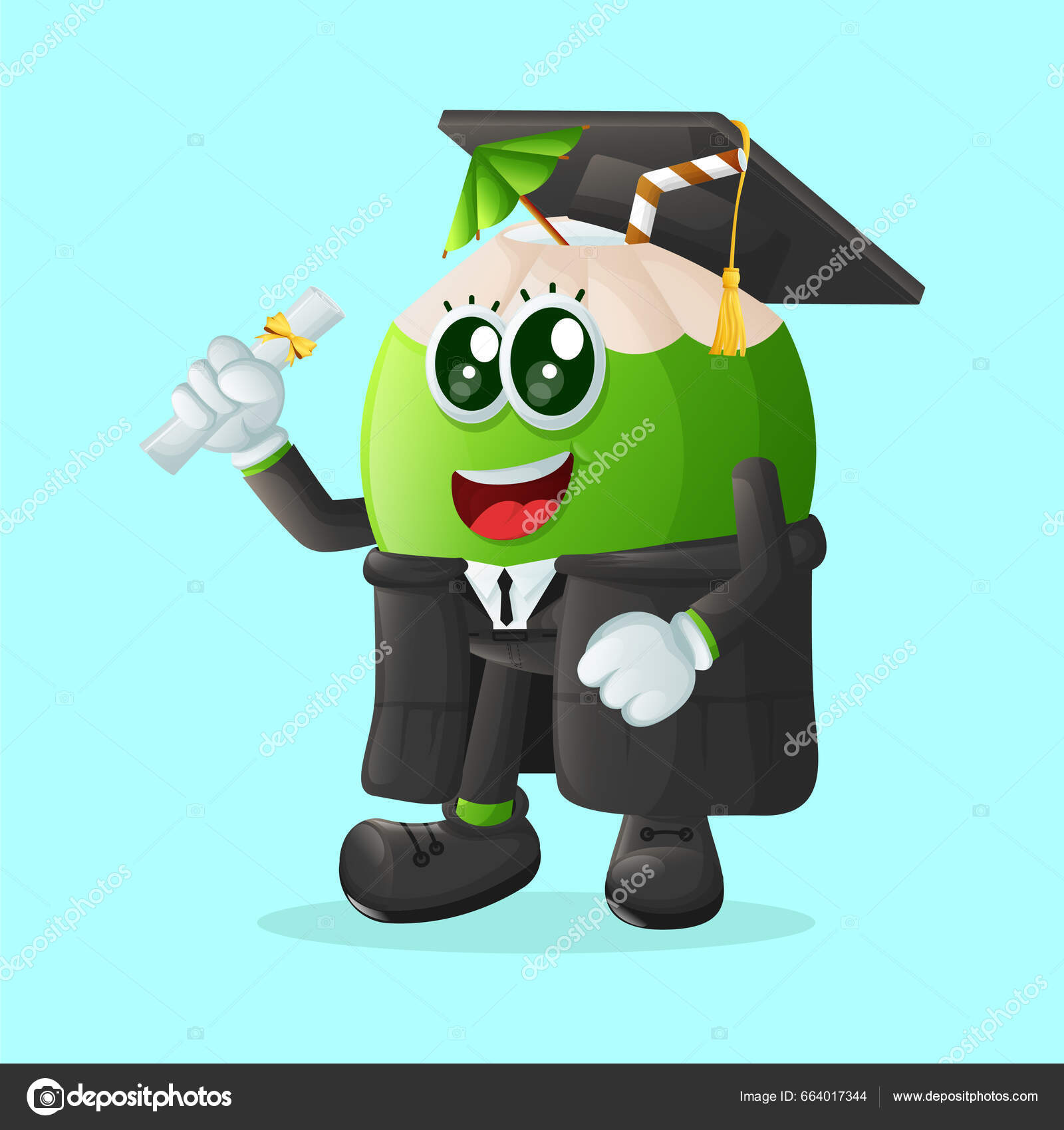 Lindo Personaje Coco Con Una Gorra Graduación Celebración Diploma ...